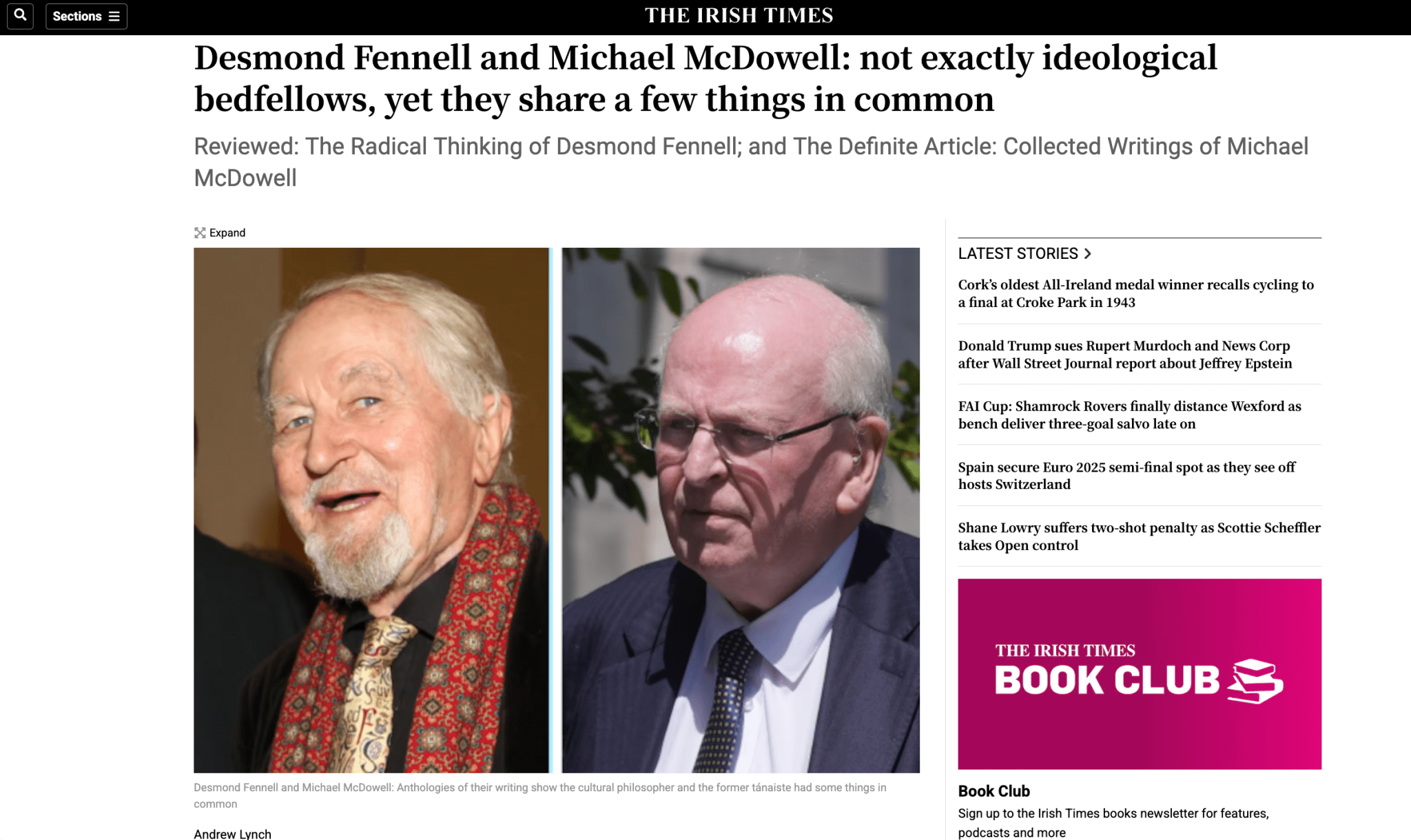 Irish Times Review of ‘The Radical Thinking of Desmond Fennell’ | Toner ...